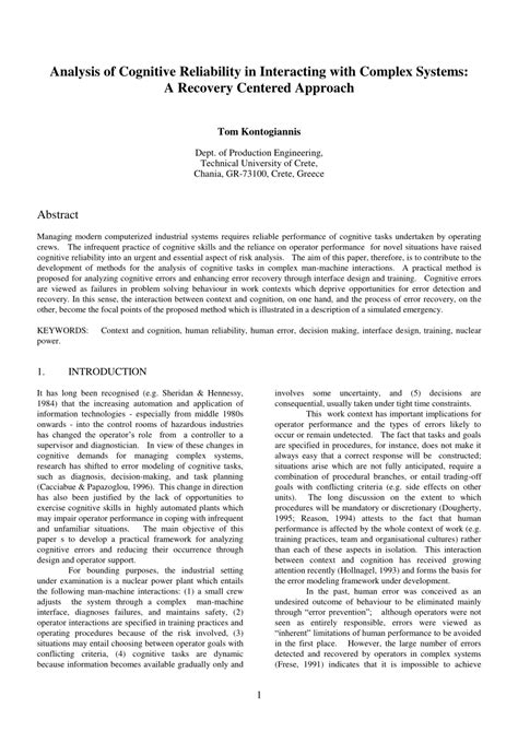 pdf a framework for the analysis of cognitive reliability in complex