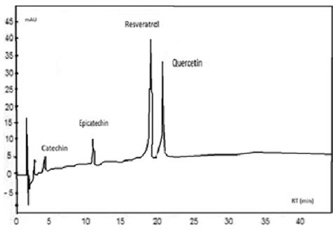 Polyphenols Standard Chromatogram Rt Retention Time Min Mau Area