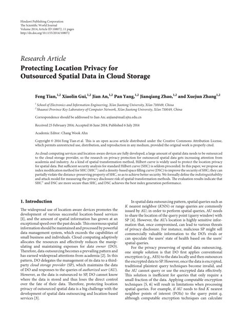 Pdf Protecting Location Privacy For Outsourced Spatial Data In Cloud