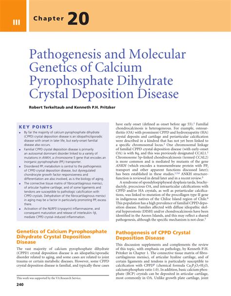 Pdf Pathogenesis And Molecular Genetics Of Calcium Pyrophosphate