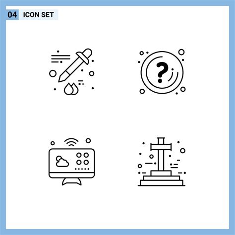 4 Thematic Vector Filledline Flat Colors And Editable Symbols Of Color