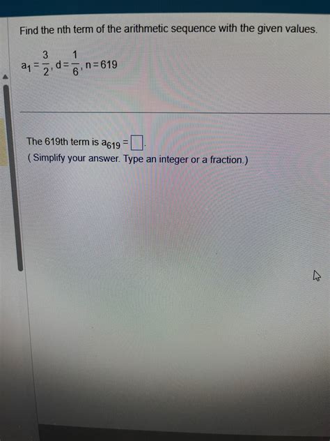 Solved Find The Nth Term Of The Arithmetic Sequence With The Chegg