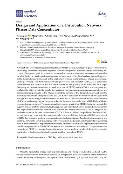 Pdf Design And Application Of A Distribution Network Phasor Data