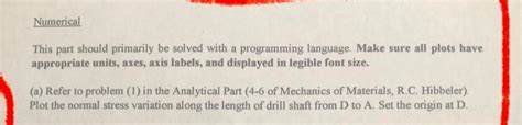 Solved Numerical This Part Should Primarily Be Solved With A Chegg