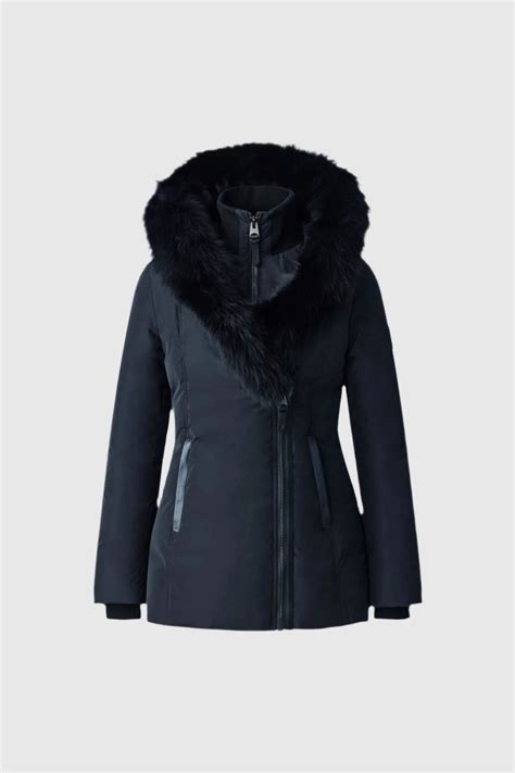 Adali Down Coat With Blue Fox Fur Signature Mackage Collar For Ladies