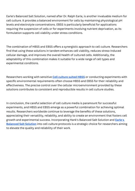 Ppt Utilizing Hbss And Earles Balanced Salt Solution For Enhanced Results Powerpoint