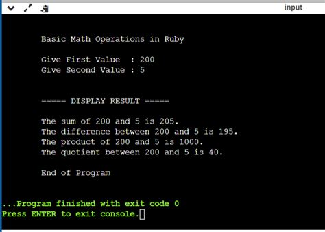 Free Programming Source Codes And Computer Programming Tutorials Basic Math Operations In Ruby