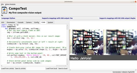 JeVois Tutorials Creating Composite Output Video Frames