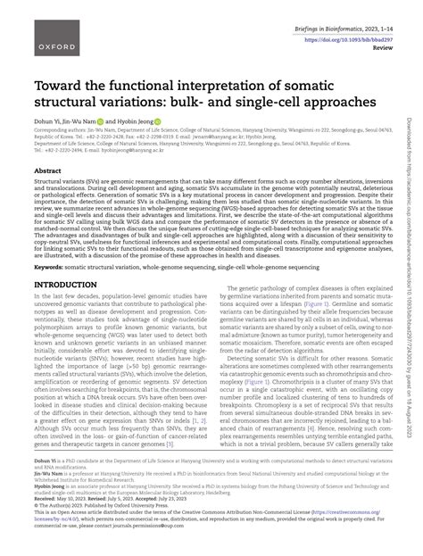 Pdf Toward The Functional Interpretation Of Somatic Structural Variations Bulk And Single