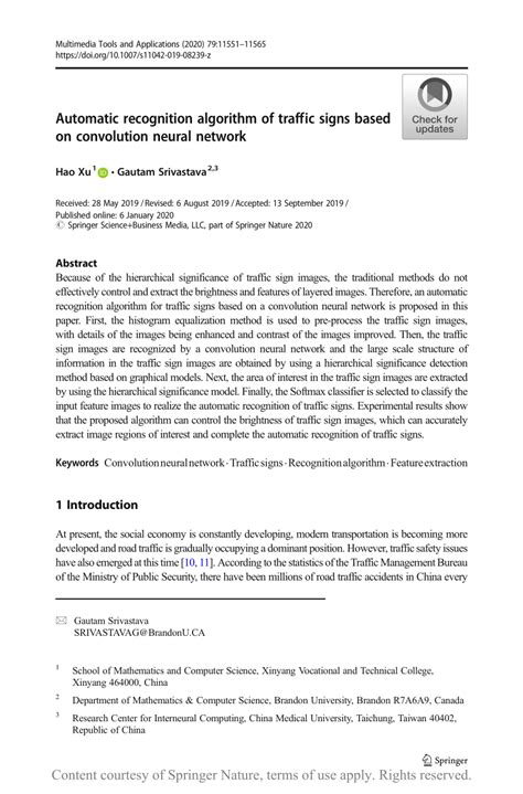 Automatic Recognition Algorithm Of Traffic Signs Based On Convolution Neural Network Request Pdf