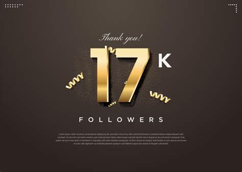 17000 Anhänger Feiern Mit Glänzenden 2d Goldziffern Premium Vektor