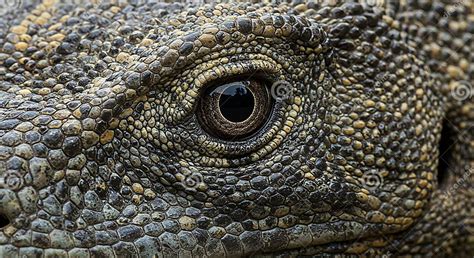 Komodo Dragon Eye Close Up Detailed Reptile Texture Stock Illustration Illustration Of