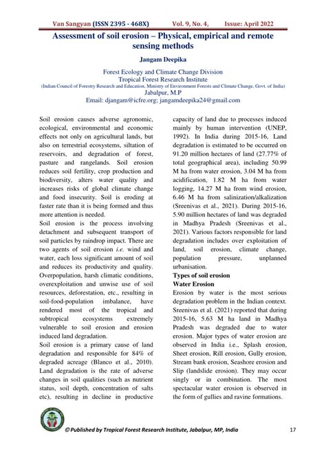 PDF Assessment Of Soil Erosion Physical Empirical And Remote Sensing Methods