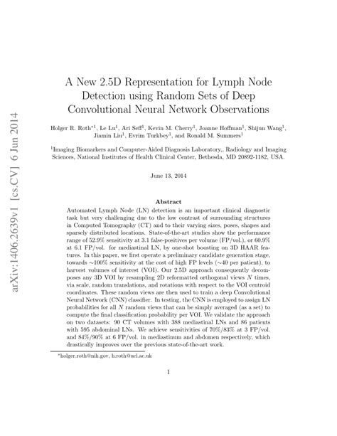 Pdf A New 25d Representation For Lymph Node Detection Using Random