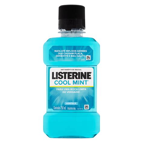 Enxaguante Bucal HortelÃ Listerine Cool Mint Frasco 250ml Gtinean