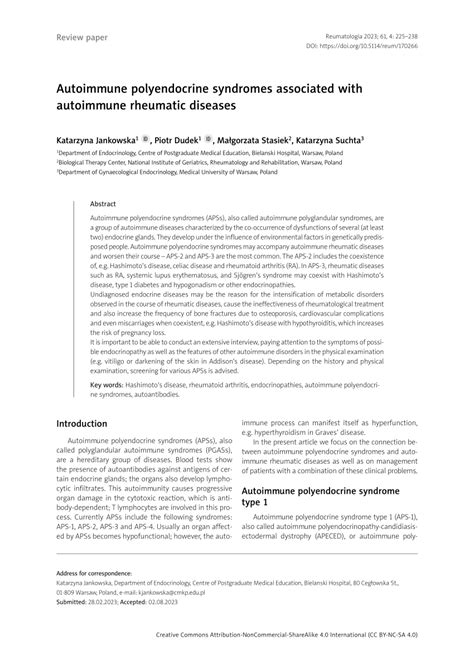 Pdf Autoimmune Polyendocrine Syndromes Associated With Autoimmune