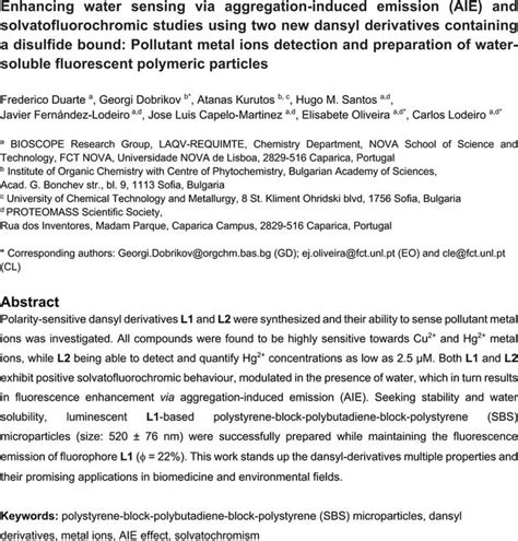 Enhancing Water Sensing Via Aggregation Induced Emission Aie And