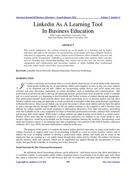 Pdf Linkedin As A Learning Tool In Business Education