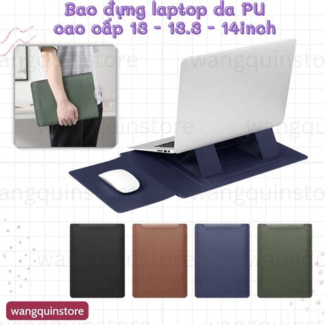 Bao da laptop Macbook Laptop Surface đa năng giá đỡ lót chuột da PU cao cấp kiêm đế tản nhiệt