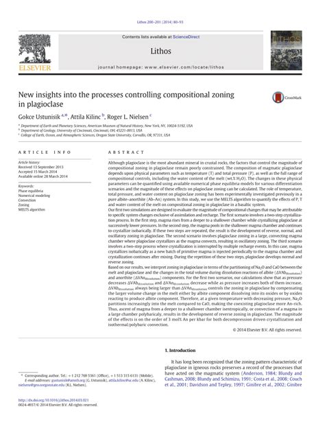 Pdf New Insights Into The Processes Controlling Compositional Zoning