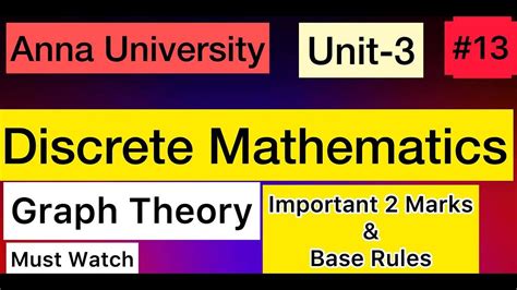 Discrete Mathematics Graph Theory Base Rules And 2 Marks Unit 3 13 Anna University