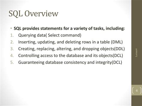 Ppt Lecture3 Sql Overview Oracle Data Type Ddl And Constraints Powerpoint Presentation