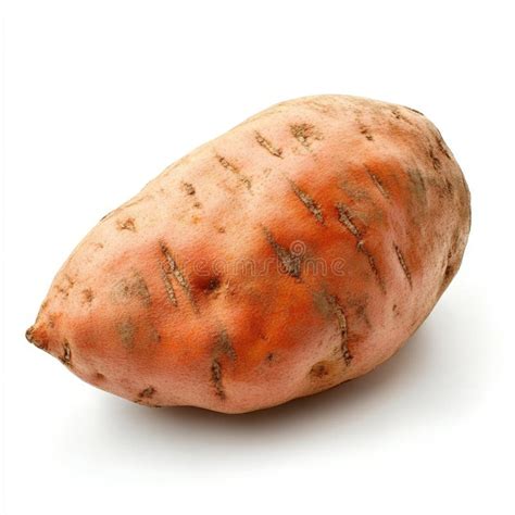 Single Sweet Potato On A Clean White Background Isolated For Culinary
