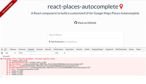 Uncaught Error Missing Parameter You Must Specify Input Issue 88 Hibiken React Places