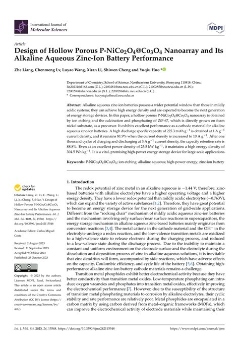 Pdf Design Of Hollow Porous P Nico2o4co3o4 Nanoarray And Its