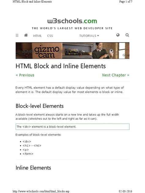 Html Block And Inline Elements Download Free Pdf Html Element J Query