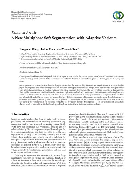 Pdf A New Multiphase Soft Segmentation With Adaptive Variants