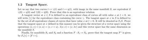 12 Tangent Space Let Us Say That Two Curves T↦γt