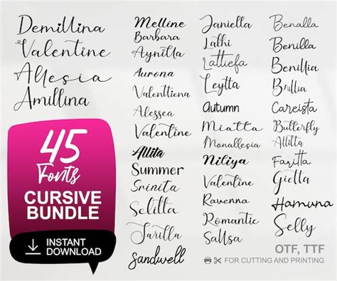 Cursive Font Bundle Cricut Font Bundle Font Heart Svg Etsy