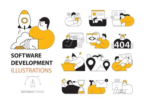 Premium Vector Software Development Activities Men And Momen Illustrations Set Collection