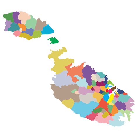 Malta Map Map Of Malta In Administrative Provinces In Multicolor 41712208 Png
