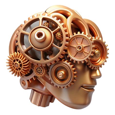 Wonderful Modern Intricate Clockwork Gears Forming A Human Brain Brass And Copper Tones Dimly