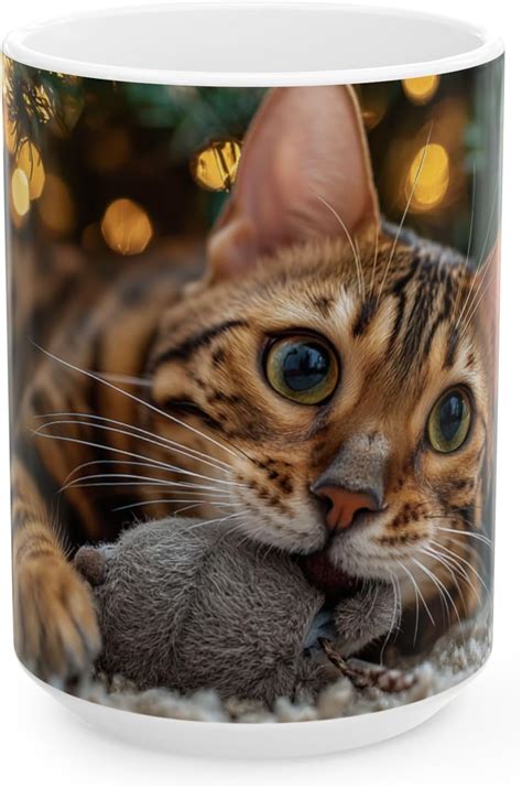 Festive Mug For Cat Lovers Cute Bengal Kitten Coffee Cup