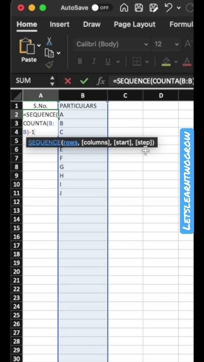 Using Combination Of Sequence And Counta Function To Create An