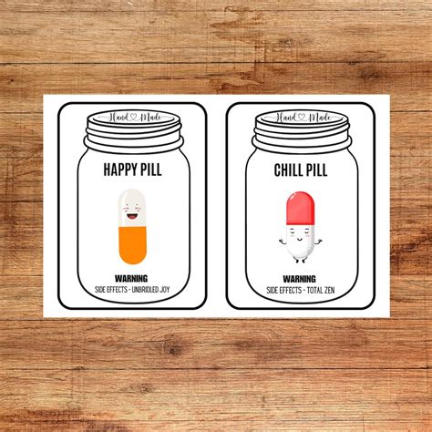 Happy Pill Printable Display Card Chill Pill Printable Template Etsy