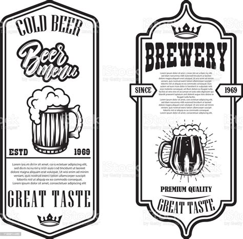 홉과 맥주 머그잔 일러스트가있는 맥주 전단지 세트 포스터 배너 기호 엠블럼에 대한 디자인 요소 벡터 일러스트레이션 0명에 대한 스톡 벡터 아트 및 기타 이미지 Istock