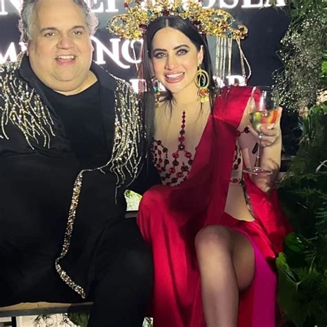 Urfi Javed In Hot Red Poses With Sussanne Khan At Abu Jani Sandeep