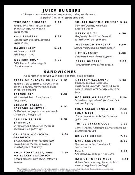 The Egg Menu Full Menu Update 2025