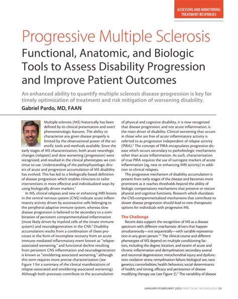 Pdf Progressive Multiple Sclerosis Functional Anatomical And Biologic Tools To Assess
