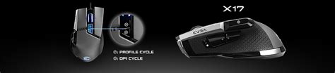 Evga X17 Gaming Mouse Wired Black Customizable 16000 Dpi 5