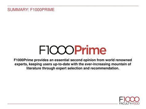 Ppt Why Researchers Need F1000prime Expert Insights On Life Science