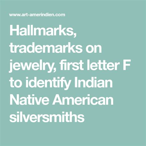 Native American Jewelry Marks Identifying Indian Silversmiths