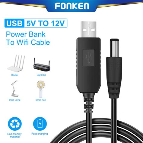 Fonken Cable Connector Dc 5v To 12v Usb Cable Boost Converter For