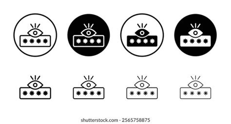 Password Security Icon Black White Outline Stock Vector Royalty Free