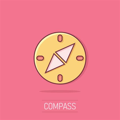 Compass Icon In Comic Style Navigation Equipment Cartoon Vector