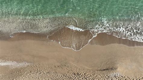 Beach Foamy Ocean Waves Washing Sand Waves Hitting Sand Beach Stock